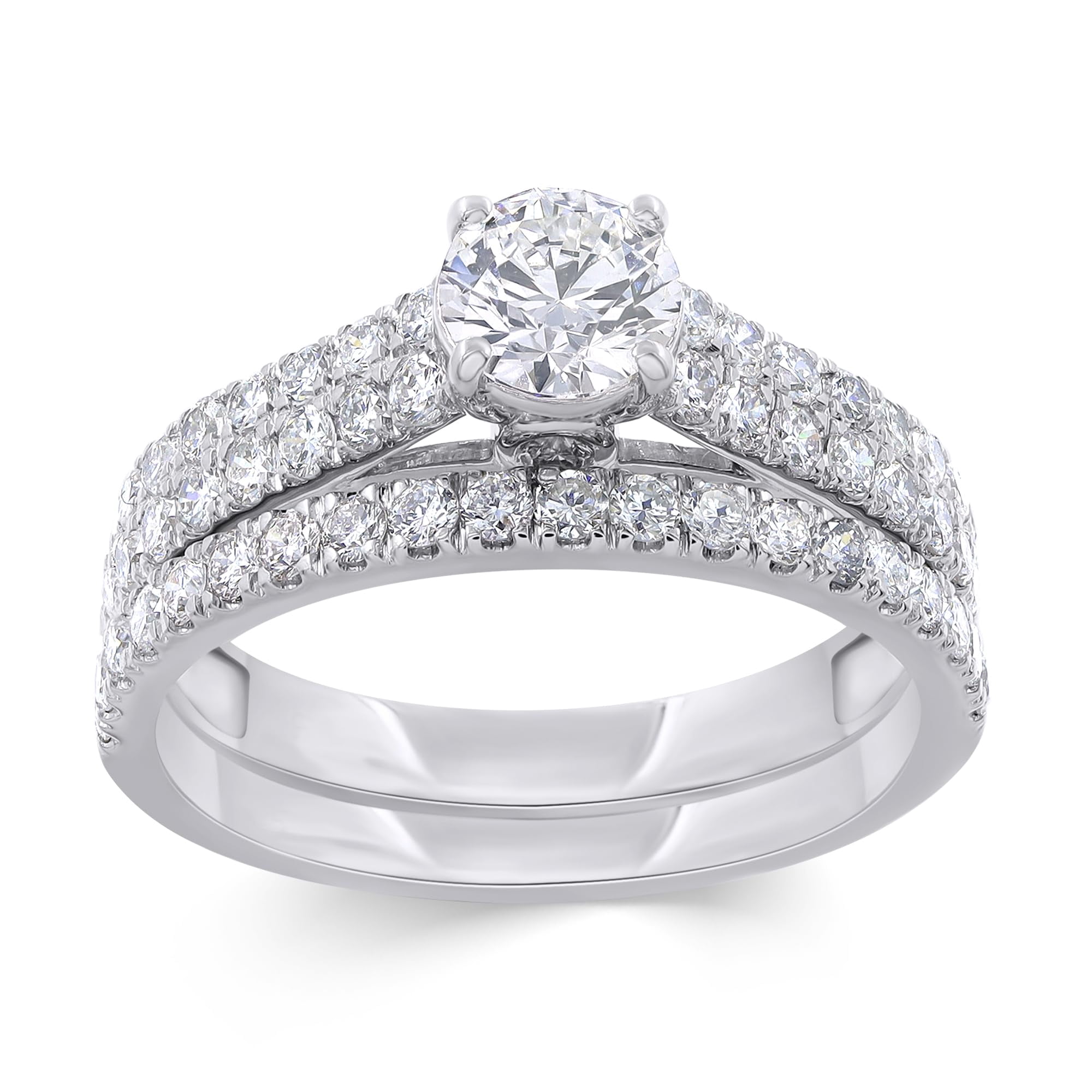 AFFY Solitaire Bridal Ring Set for Women 1.00 Carat Round Cut Lab Grown ...