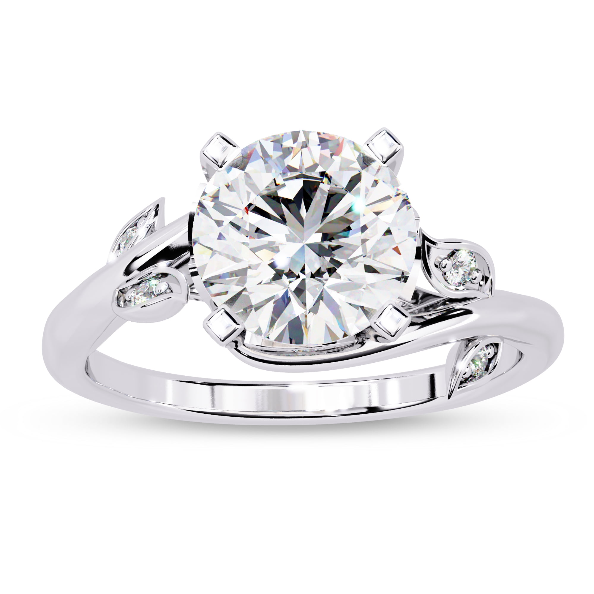 AFFY Solitaire Bypass Floral Engagement Ring for Women, 1.75 Carat (ctw ...