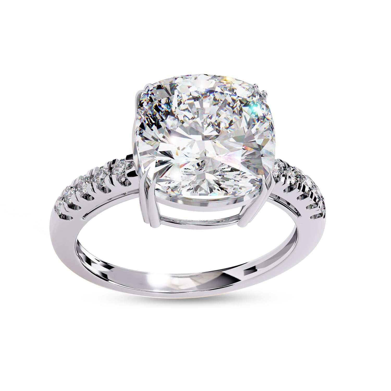 AFFY Solitaire Engagement Ring | Center 10MM Cushion Cut Lab Created ...