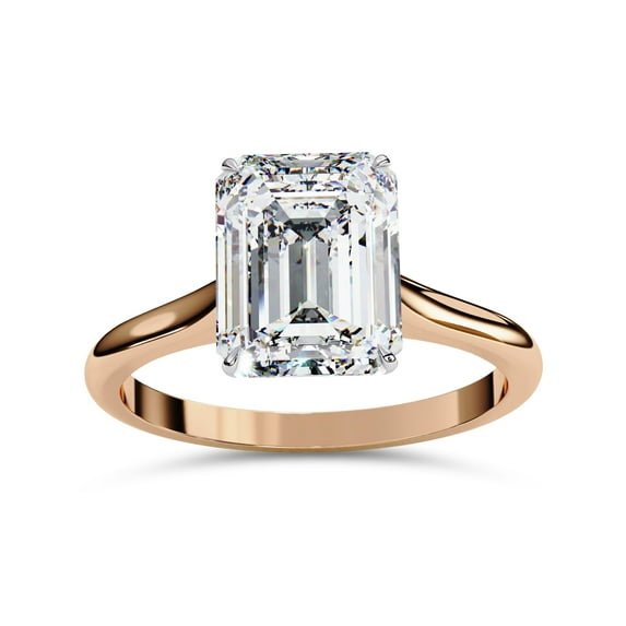 AFFY Solitaire Engagement Ring for Women 9x7mm Emerald Cut Lab Created ...
