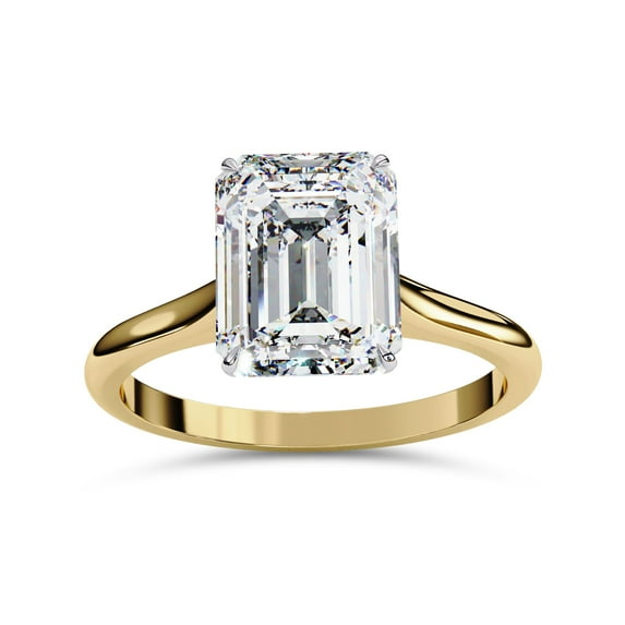AFFY Solitaire Engagement Ring for Women 9x7mm Emerald Cut Lab Created ...