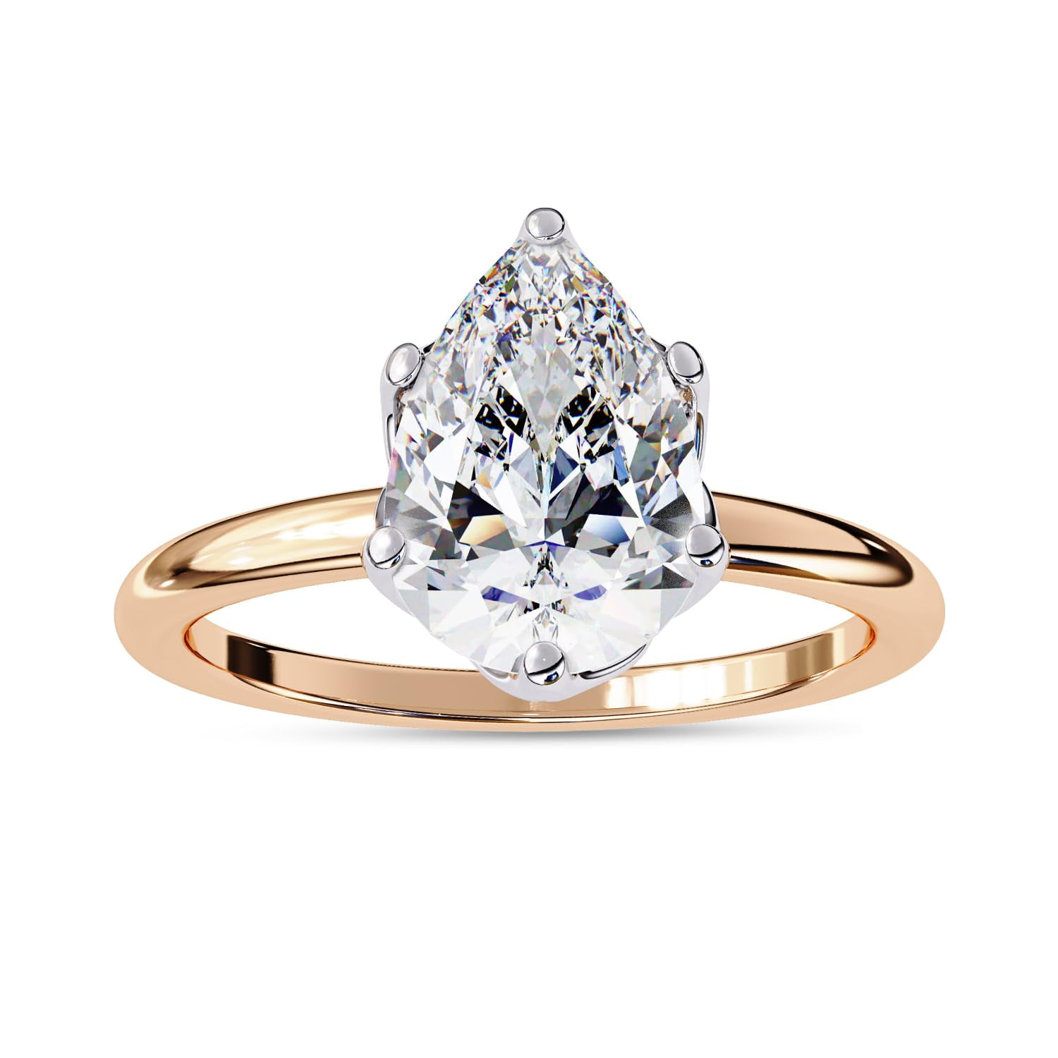 AFFY Solitaire Engagement Rings for Women Center 10x7mm Pear and Round ...