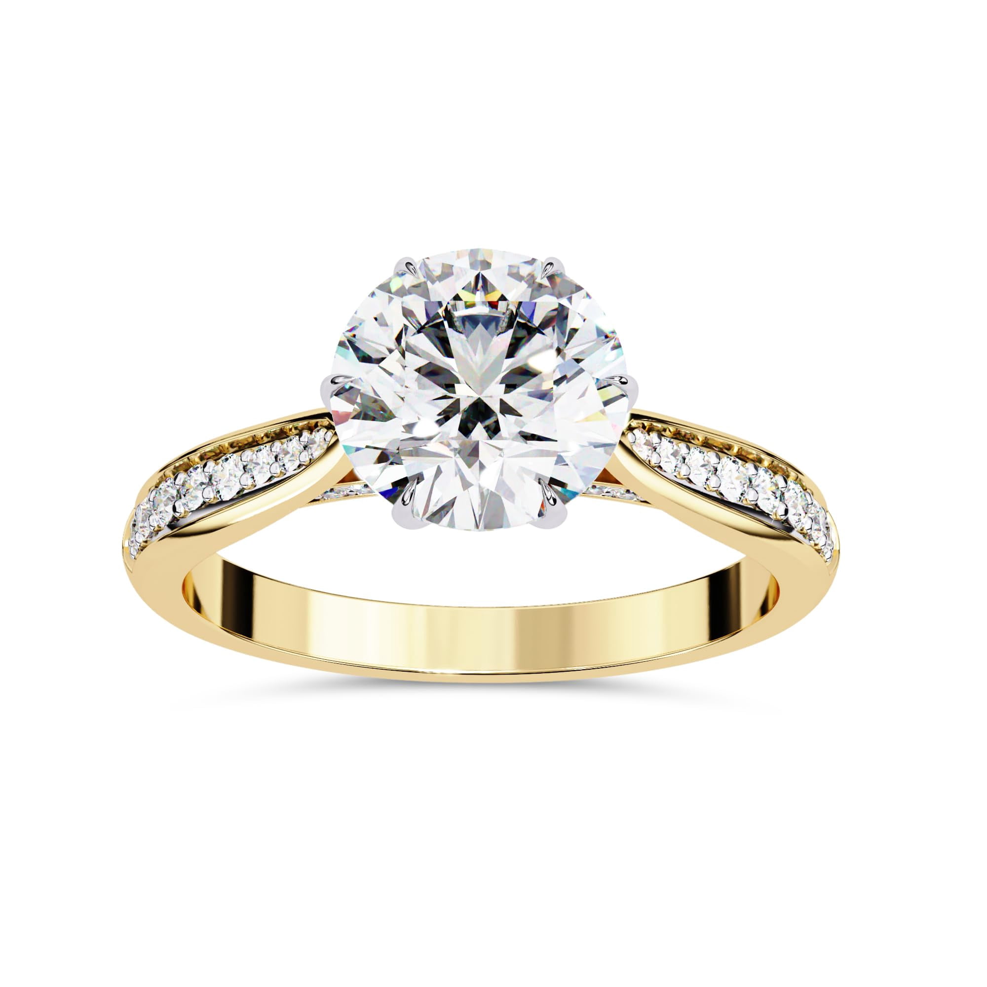 AFFY Solitaire Engagement Rings for Women, Center 6.5mm Round Cut Lab ...