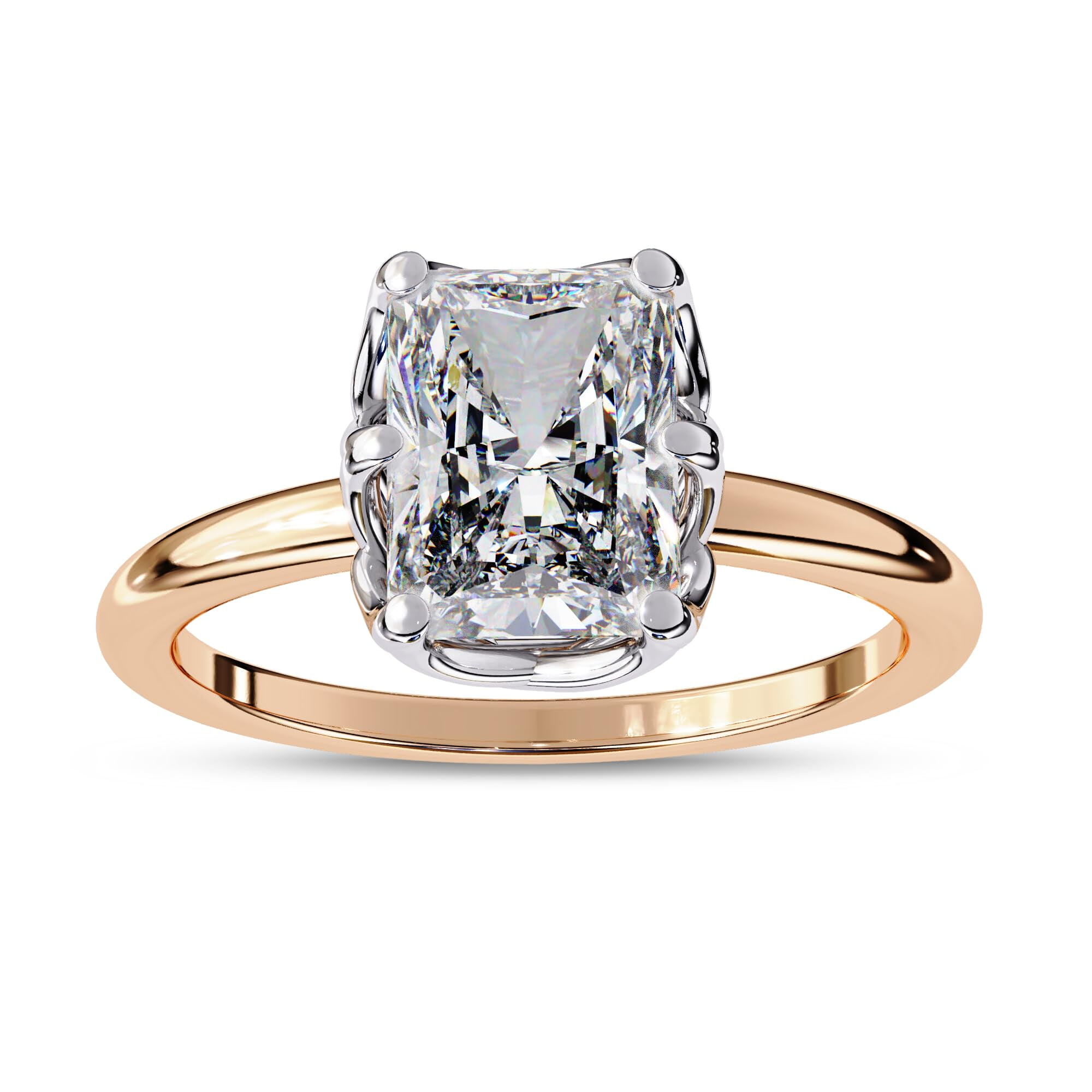 AFFY Solitaire Engagement Rings for Women Center 8.5x6.5mm Radiant and Round Cut Lab Created ...