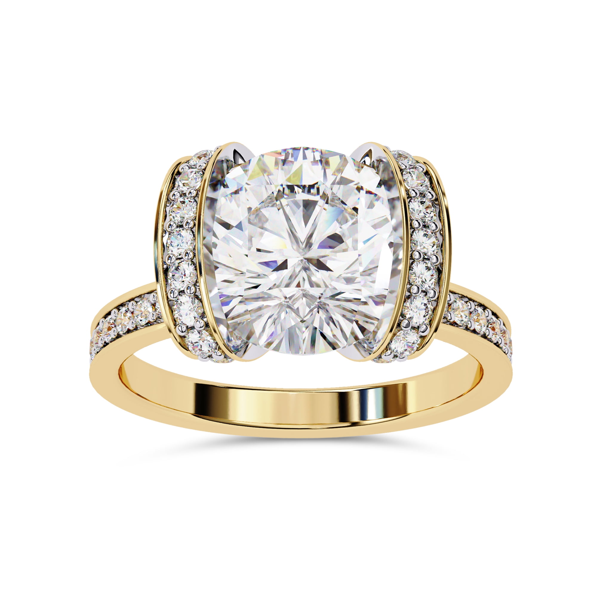 AFFY Solitaire Engagement Rings for Women Center 9.2mm Round Cut Lab Created Moissanite Half ...