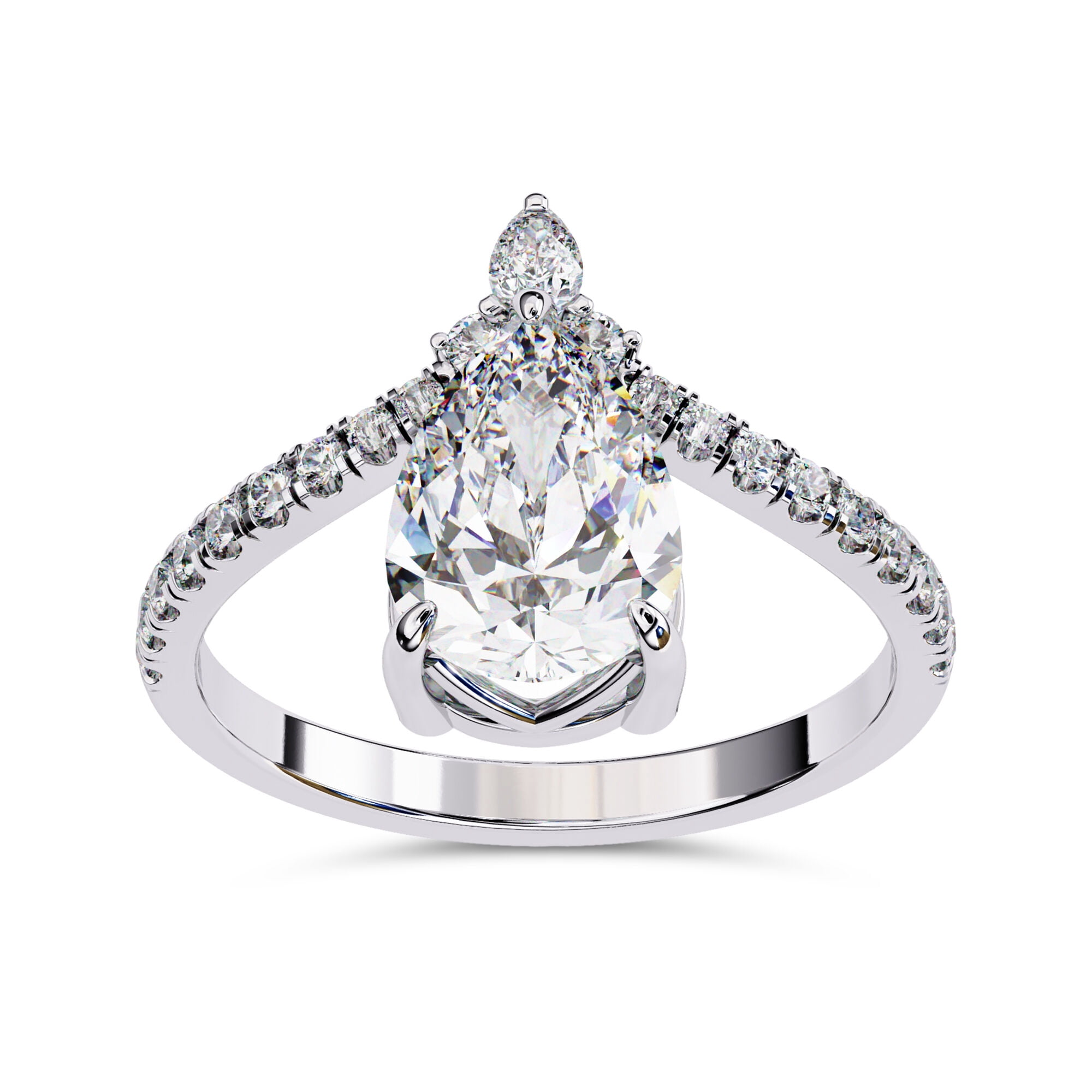 AFFY Solitaire Engagement Rings for Women Center 9.7x6.7mm Pear and ...