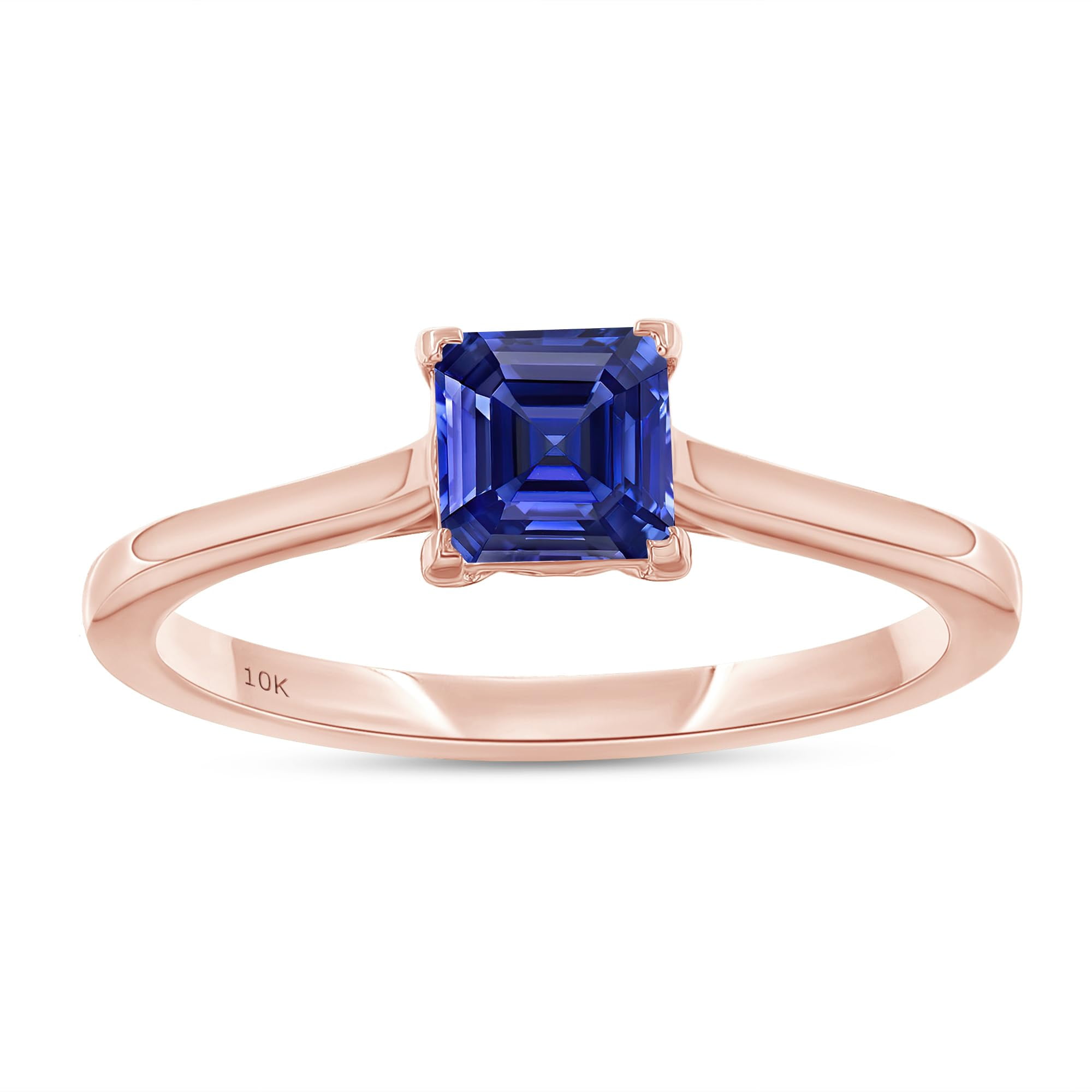 AFFY Solitaire Ring, 3/4 Carat (ctw) 4.5MM Princess Shape Blue Sapphire ...