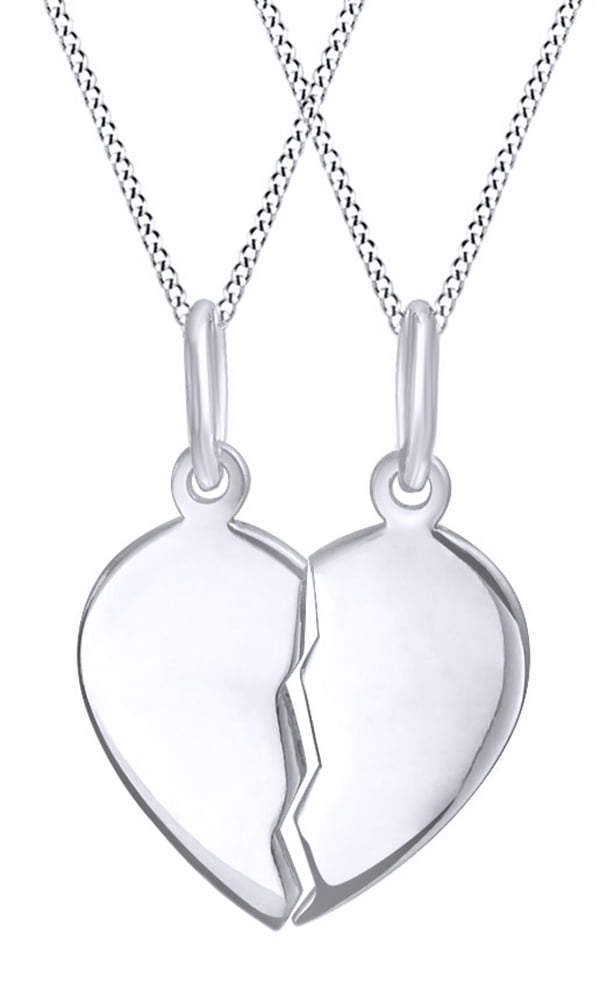 AFFY Split Plain Broken Half Heart Pendant Necklace for Couples 14K ...