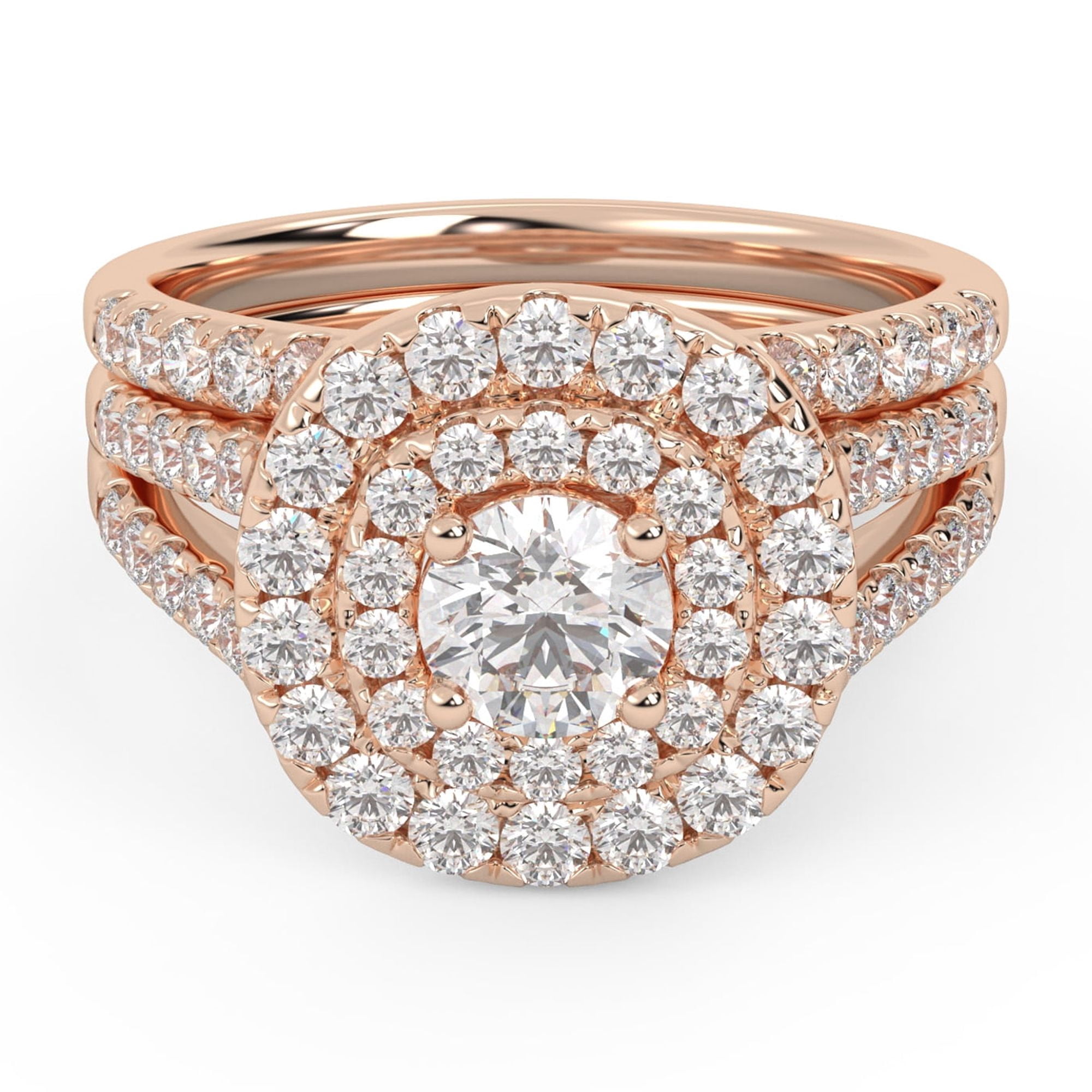 AFFY Split Shank Double Halo Bridal Set Ring for Women, 1.75 Carat (ctw ...