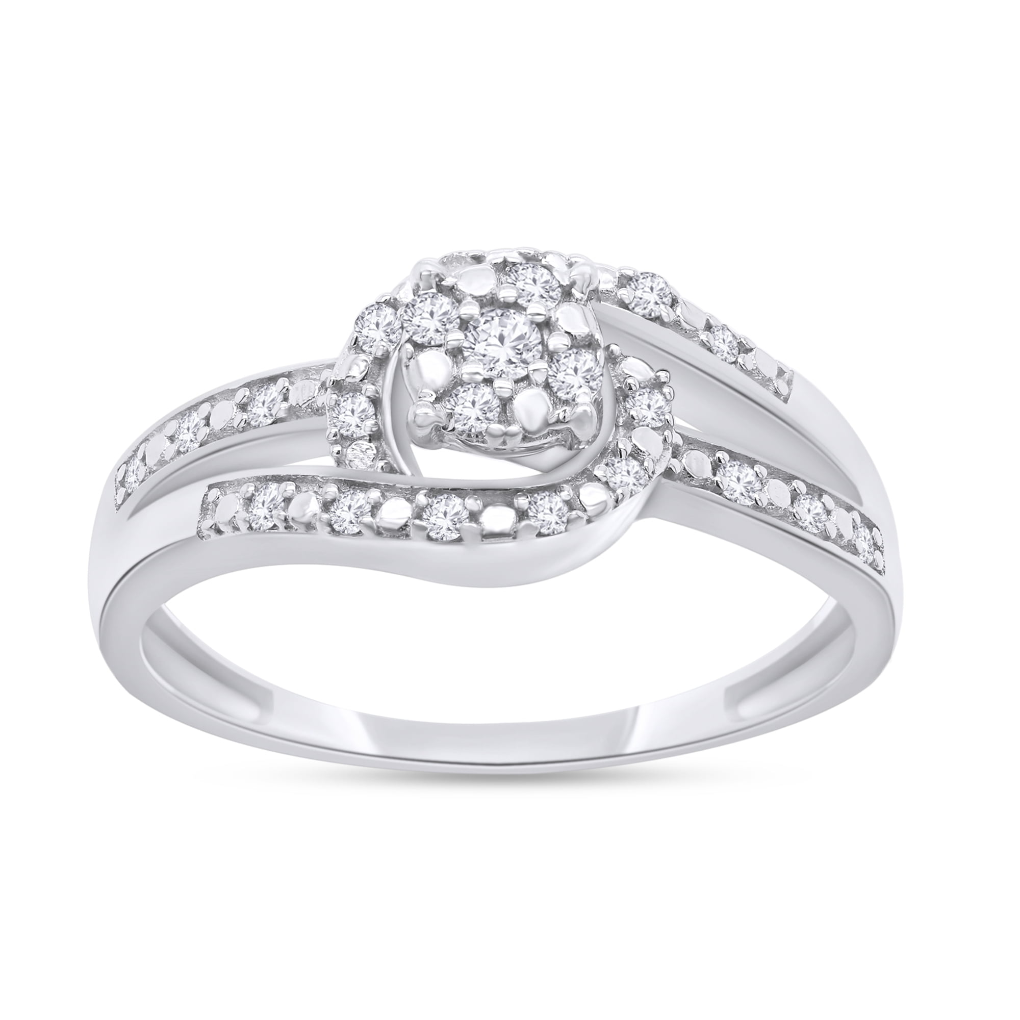 AFFY Swirl Bypass Ring for Women, 0.20CT Round Natural Diamond 14K ...