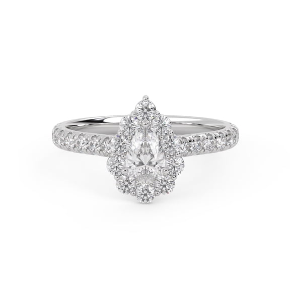 1.1 Carat Modern Baguette and Round Pear Cut Emerald 14K White Gold ...