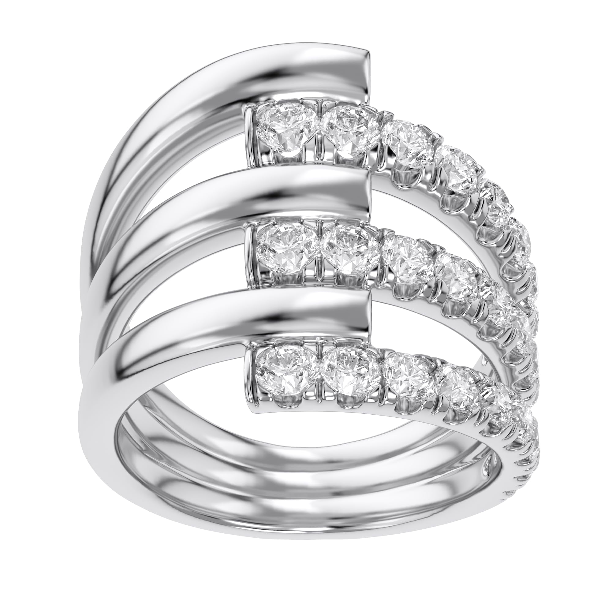 AFFY Three Row Bypass Statement Ring for Women, 1.60 Carat (ctw) Lab ...