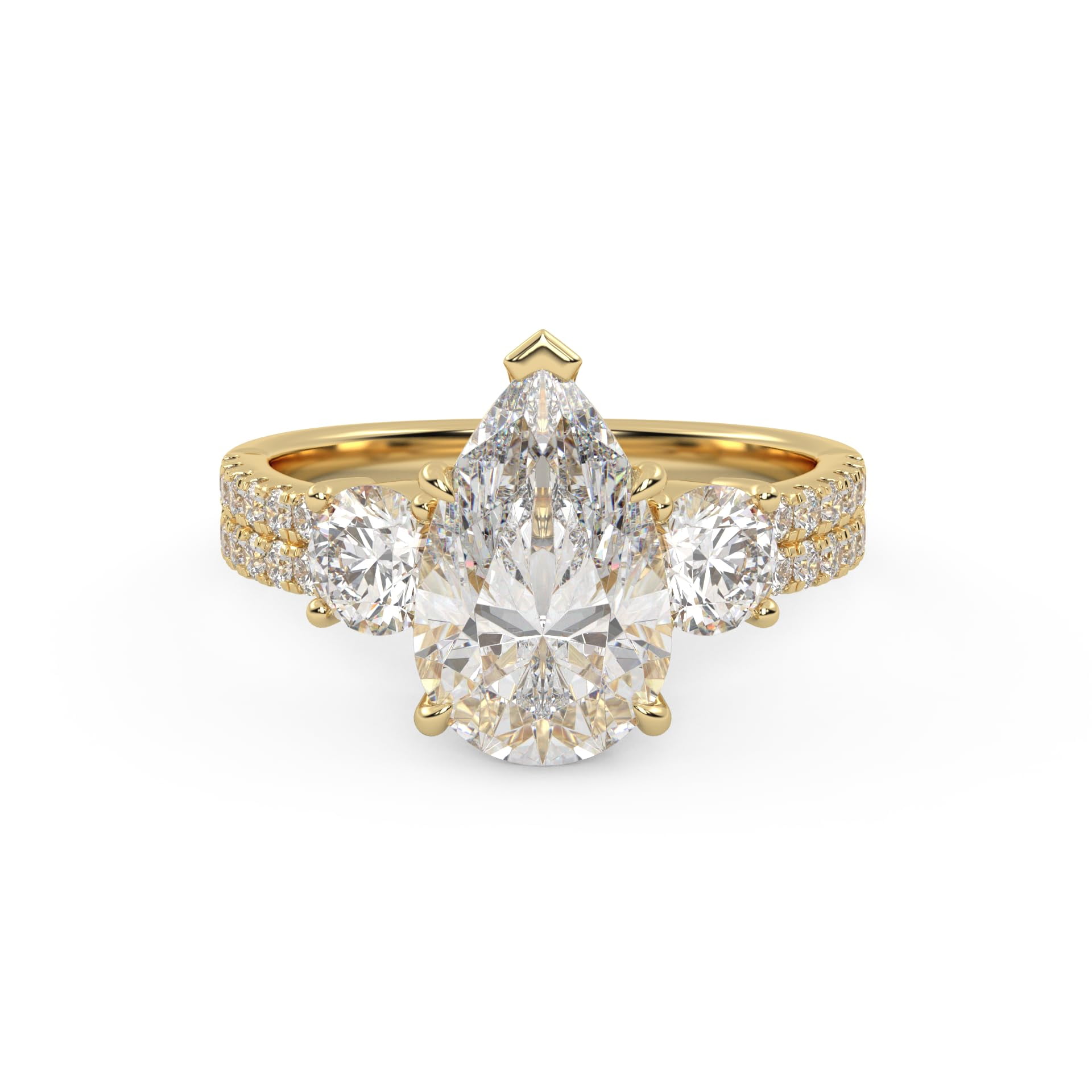 AFFY Three Stone Engagement Ring for Women Center 12x8mm Pear and Round ...