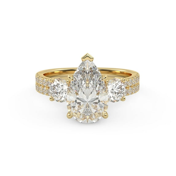 AFFY Three Stone Engagement Ring for Women Center 12x8mm Pear and Round ...