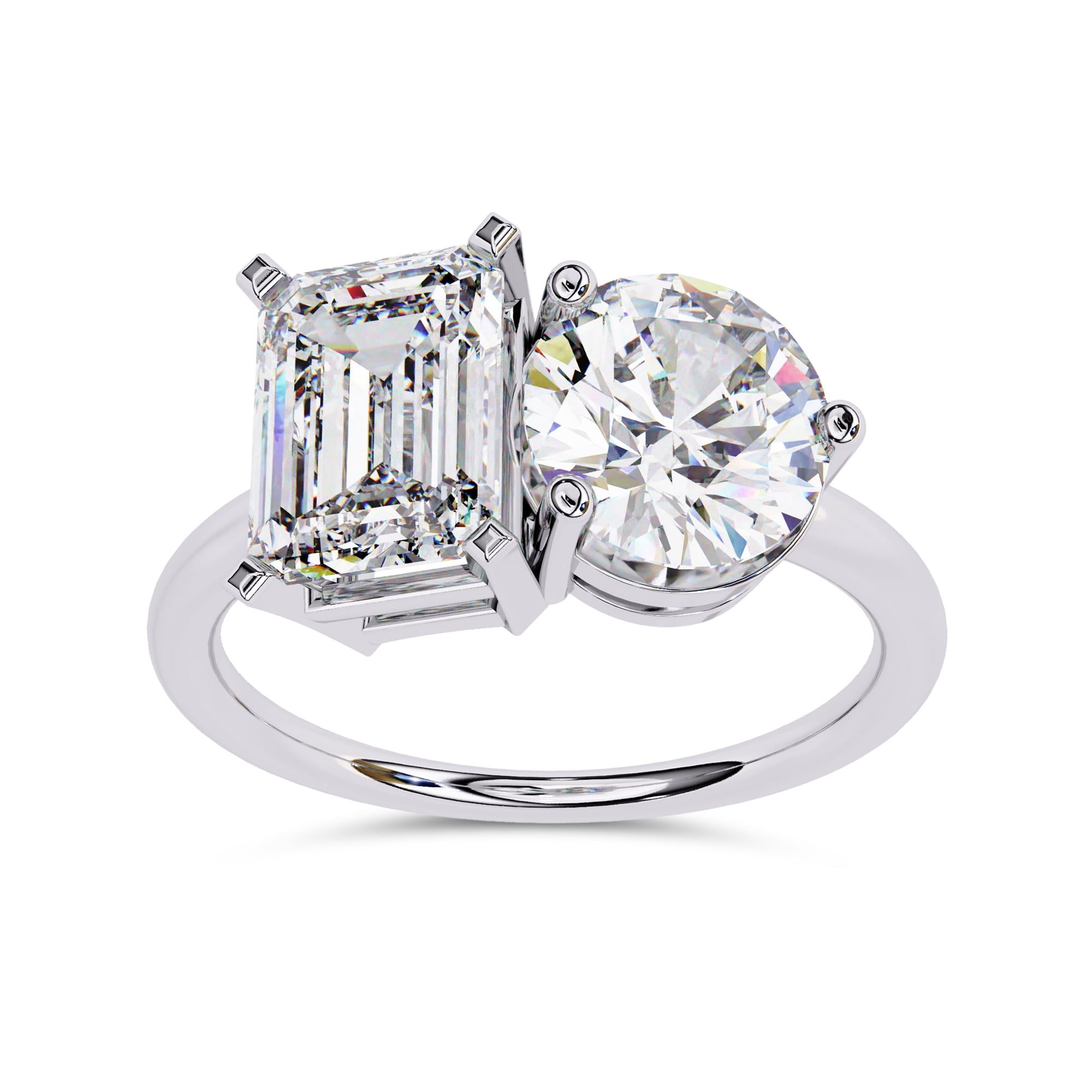 AFFY Toi Et Moi Ring for Women Radiant and Round Cut Lab Created ...