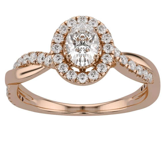 AFFY Twisted Halo Promise Ring for Women, 0.50 Carat (ctw) Oval and ...
