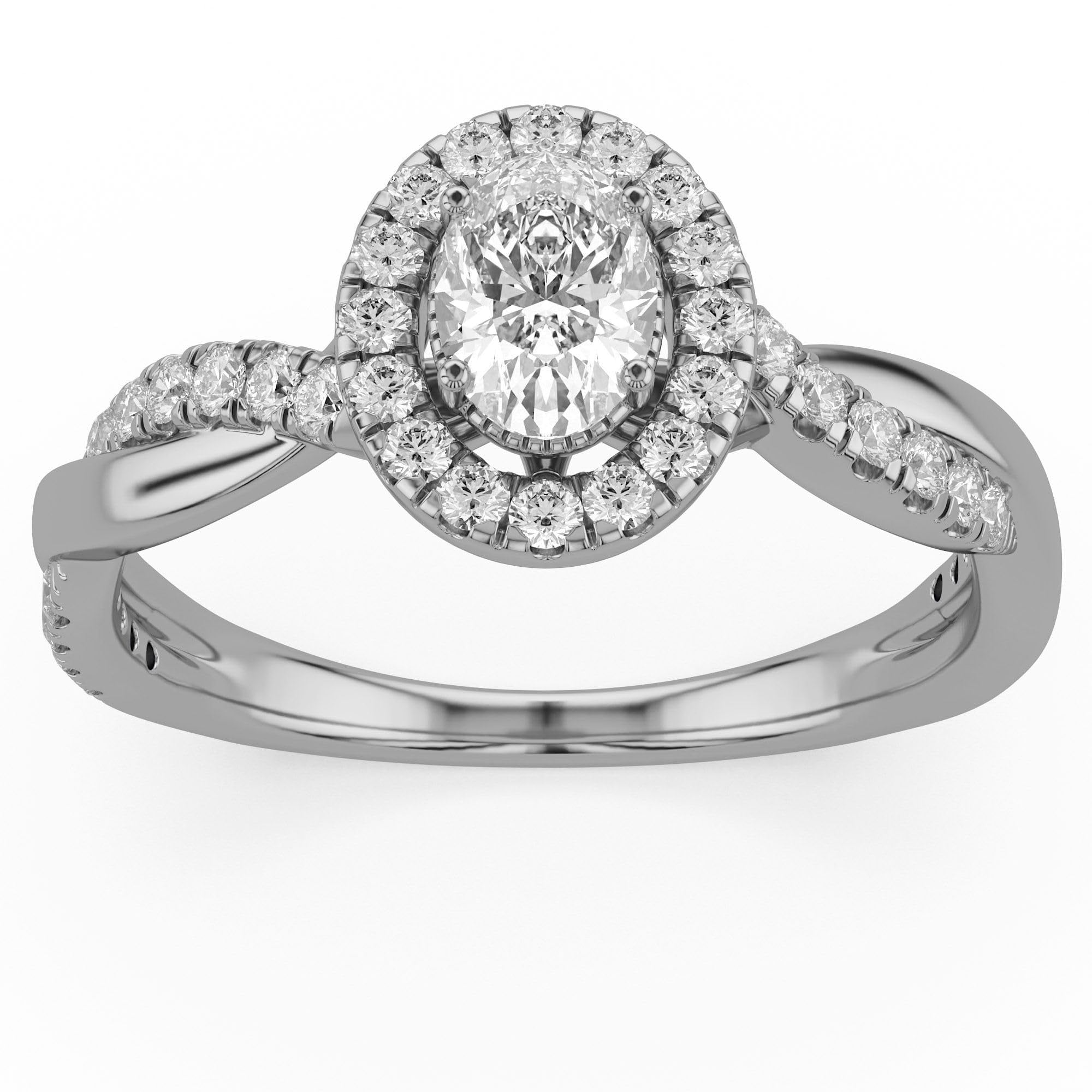 AFFY Twisted Halo Promise Ring for Women, 0.50 Carat (ctw) Oval and ...