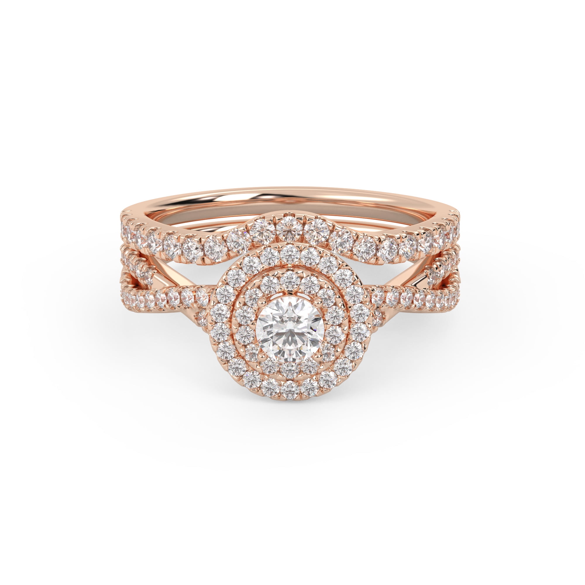 AFFY Twisted Infinity Double Halo Bridal Set Ring for Women, 0.80 Carat ...