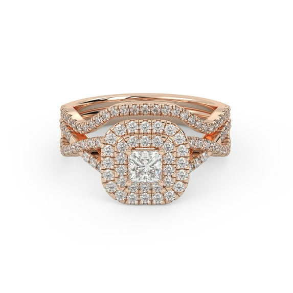 AFFY Twisted Infinity Double Halo Bridal Set Ring for Women, IGI Certified 1.00 Carat (ctw ...