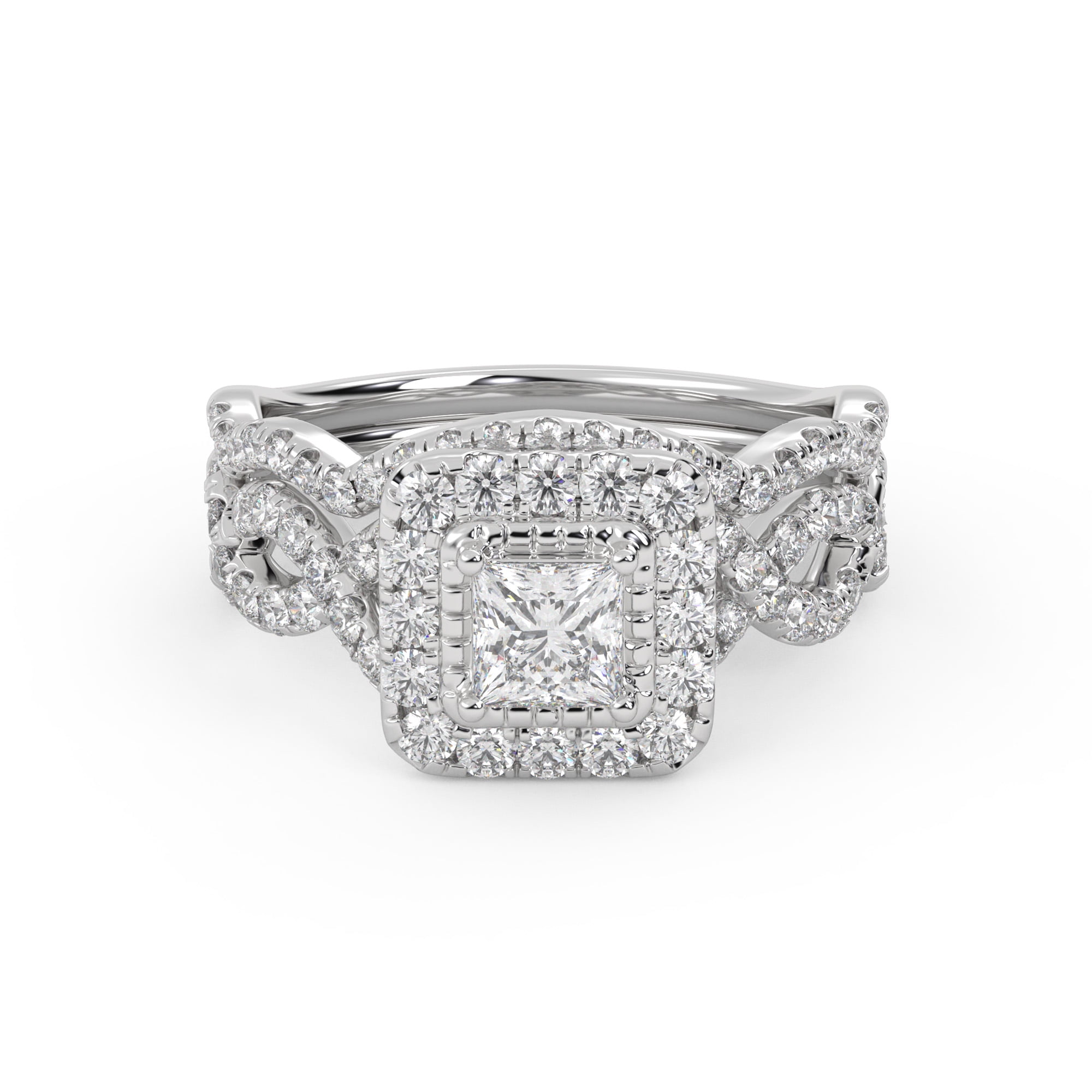 AFFY Twisted Infinity Halo Bridal Set Rings for Women, 1.10 Carat (ctw ...