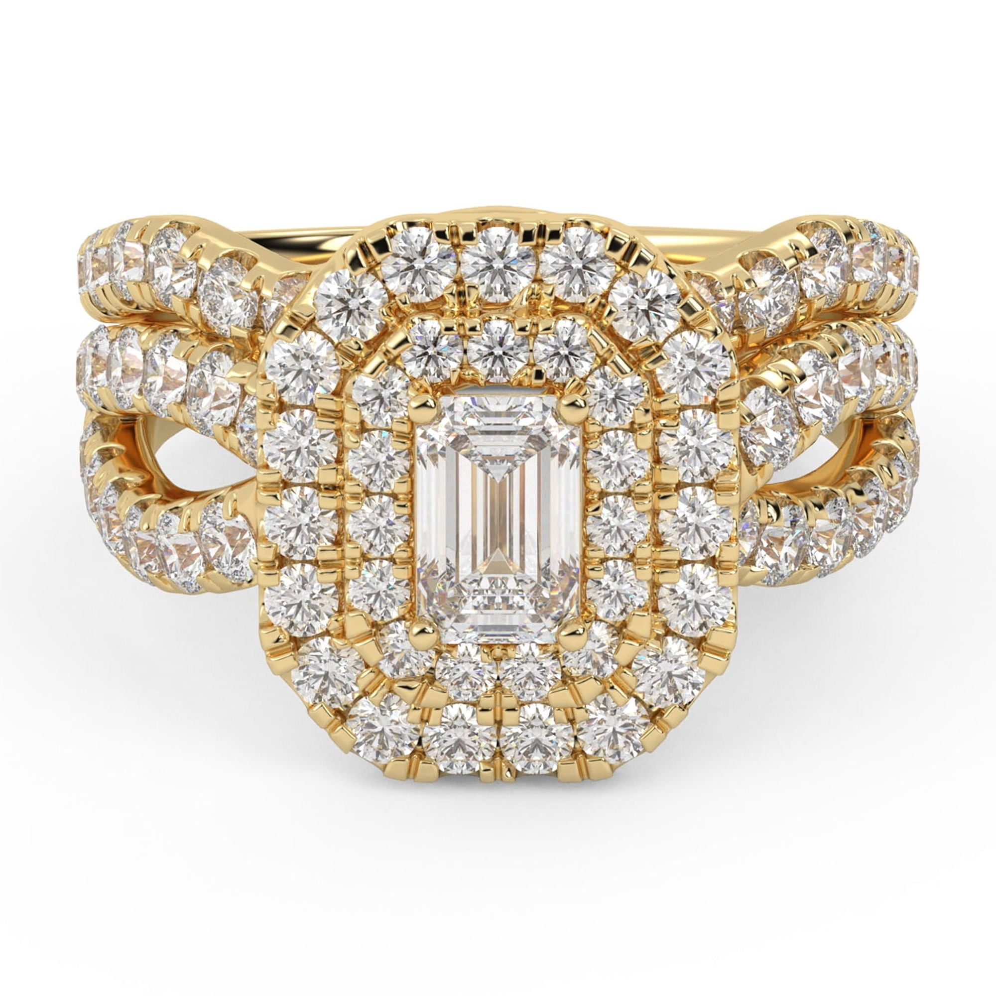 AFFY Twisted Shank Double Halo Bridal Set Ring for Women, 2.05ctw ...