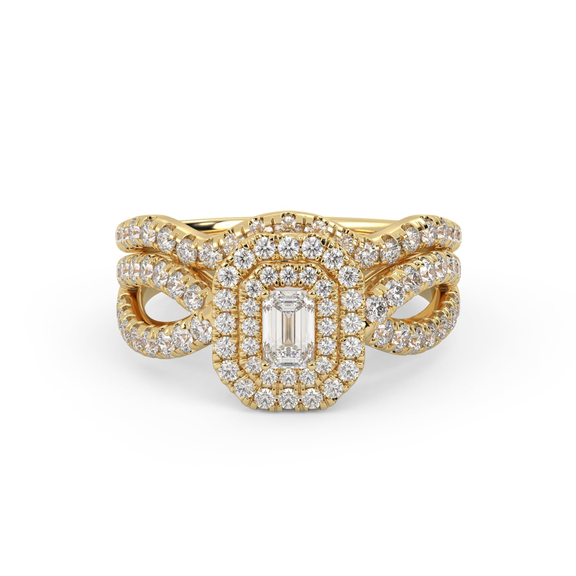 AFFY Twisted Shank Double Halo Bridal Set Ring for Women, Center 5x3mm ...