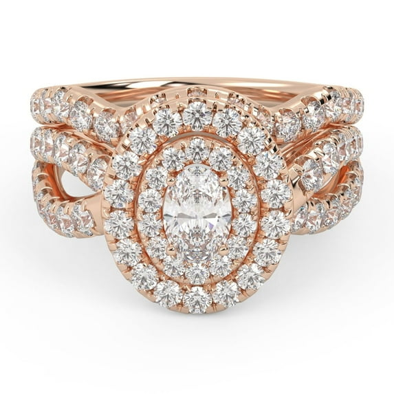 AFFY Twisted Shank Double Halo Bridal Set Ring in for Women, Center ...