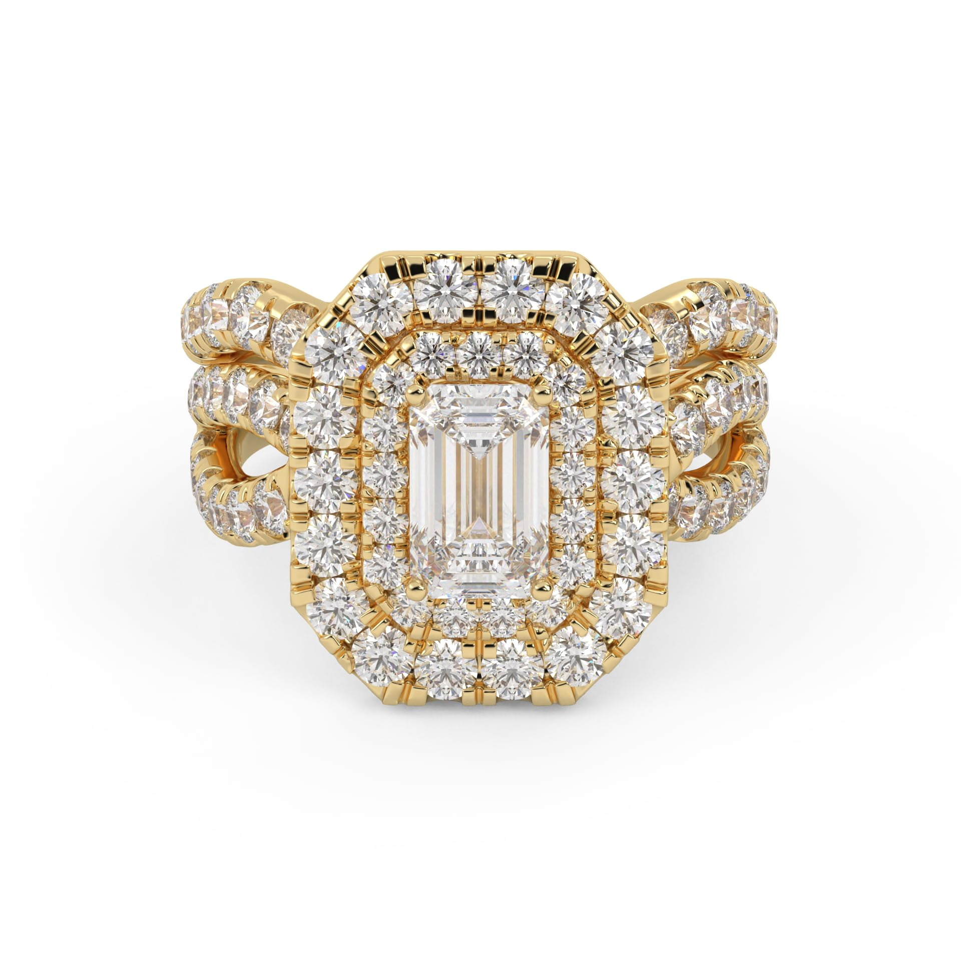 AFFY Twisted Shank Double Halo Bridal Set Ring for Women, Center 7x5mm ...