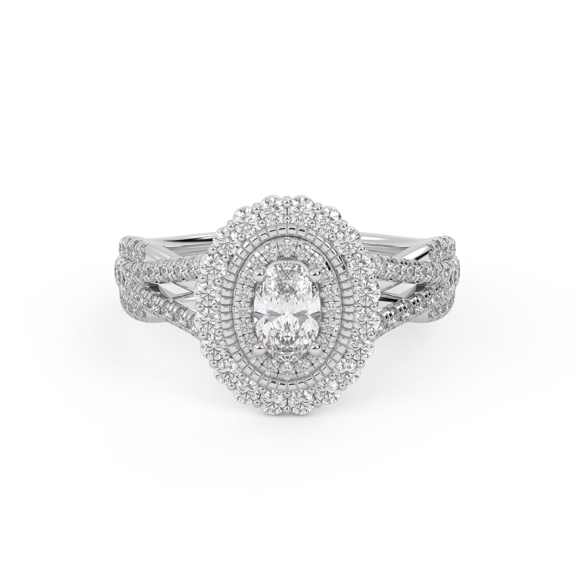 AFFY Twisted Shank Double Halo Engagement Ring for Women, 1.00 Carat ...