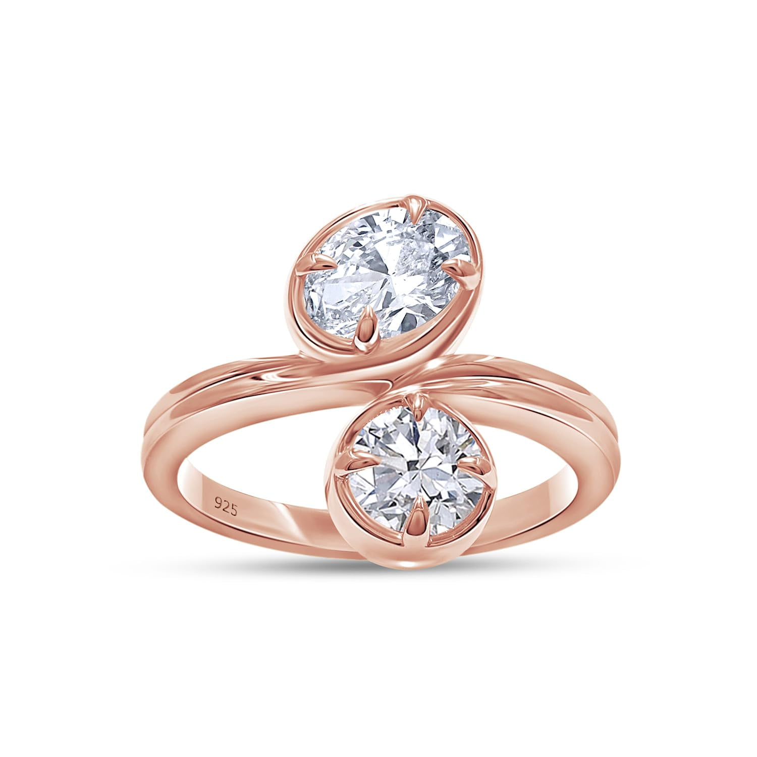 AFFY Two Stone Engagement Ring for Women, 1.45 Carat Oval & Round Shape ...