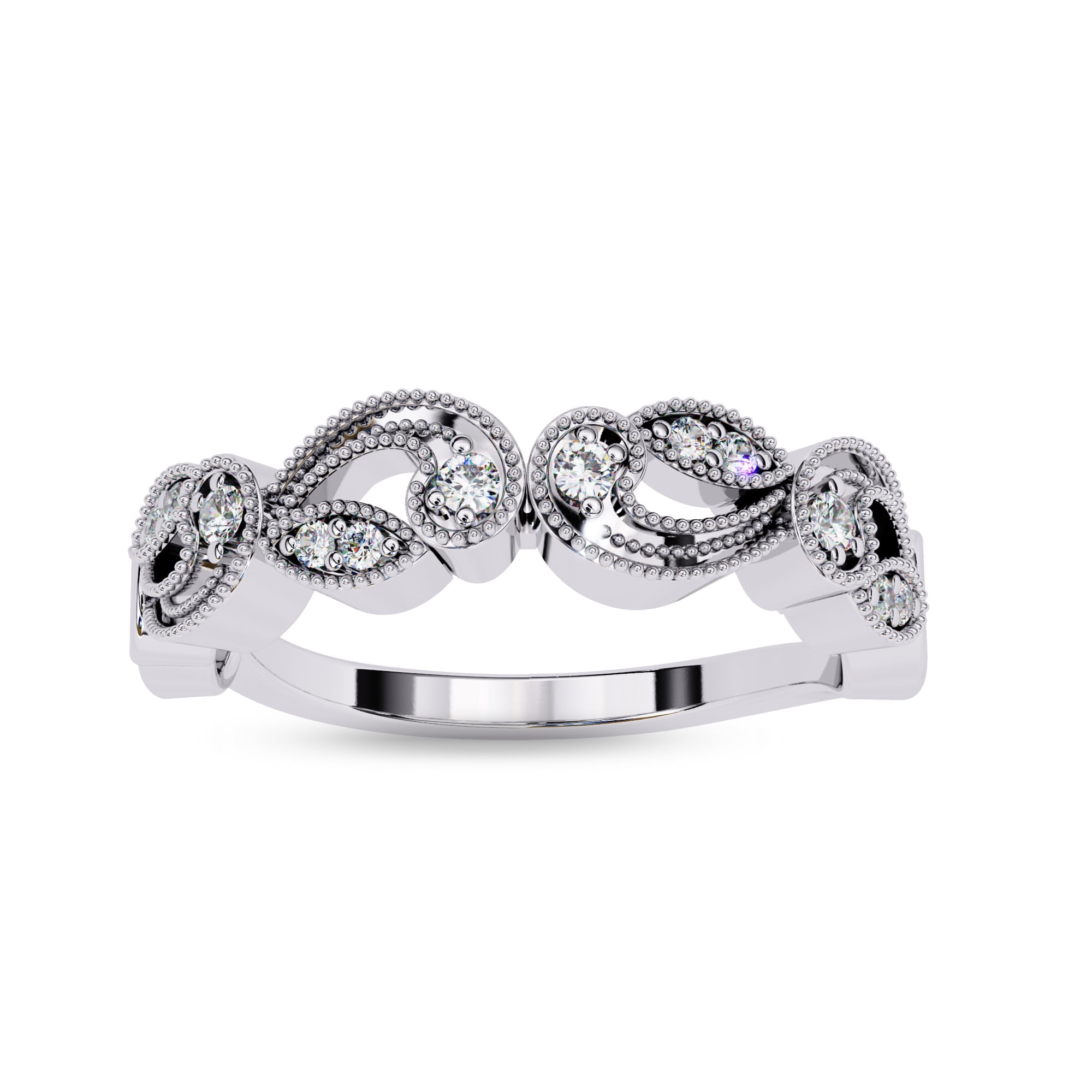 AFFY Vintage Style Half Milgrain Wedding Band Ring for Women, 0.10 ...