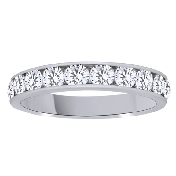 AFFY White Natural Diamond Anniversary Band Ring In 14k White Gold (1 ...