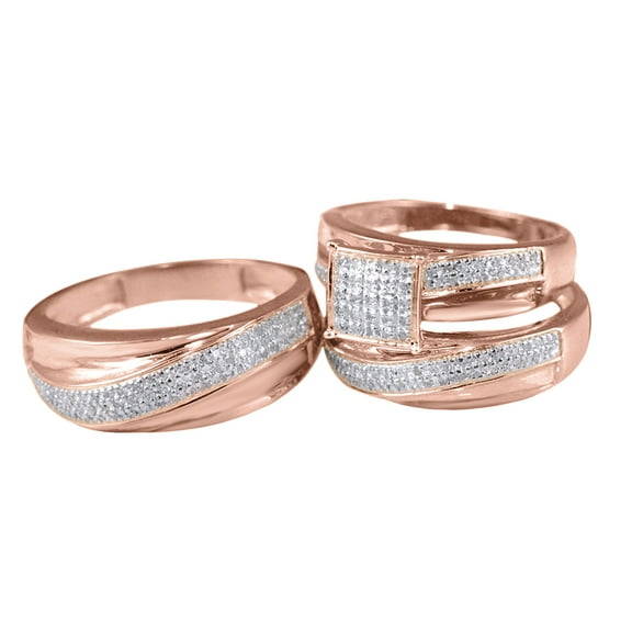 AFFY White Natural Diamond His And Hers Wedding Band Ring Set in 14K ...