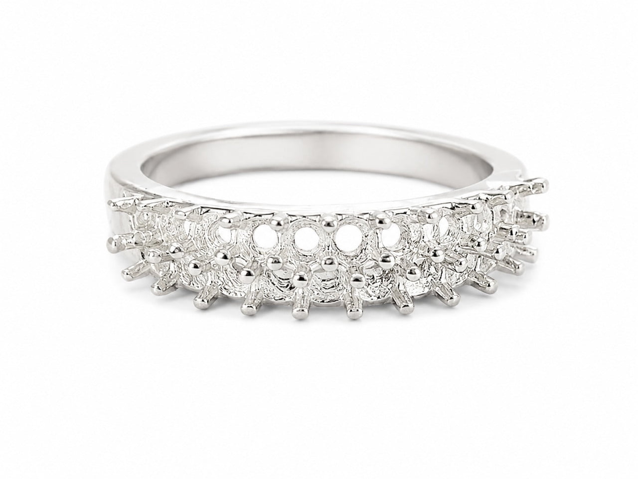 AFGEMSNJEWELLERY 2mm Semi Mount Round Ring - Half Eternity 925 Sterling ...