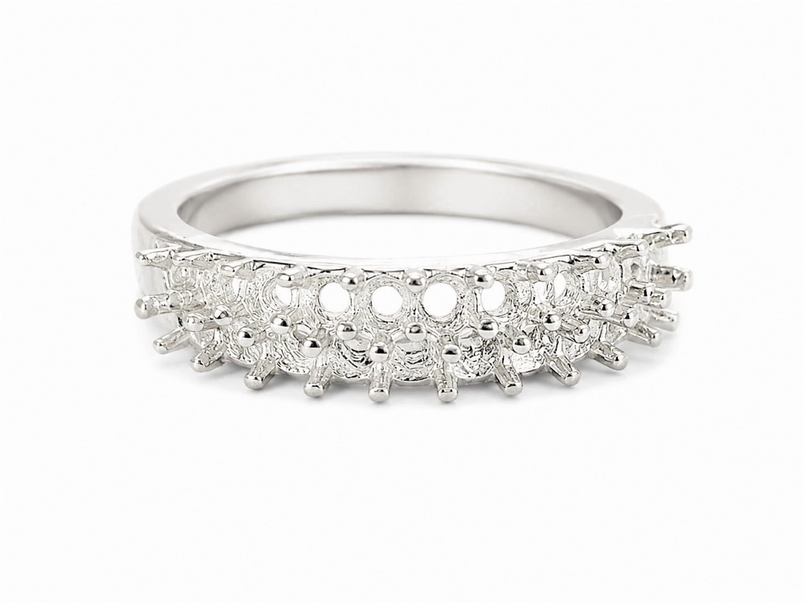 AFGEMSNJEWELLERY 2mm Semi Mount Round Ring - Half Eternity 925 Sterling ...