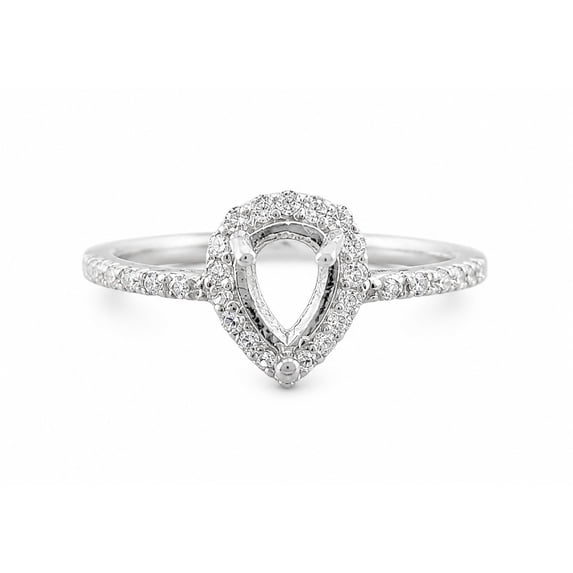 AFGEMSNJEWELLERY 7x5mm Pear Semi Mount Ring, Prong Setting, 925 ...