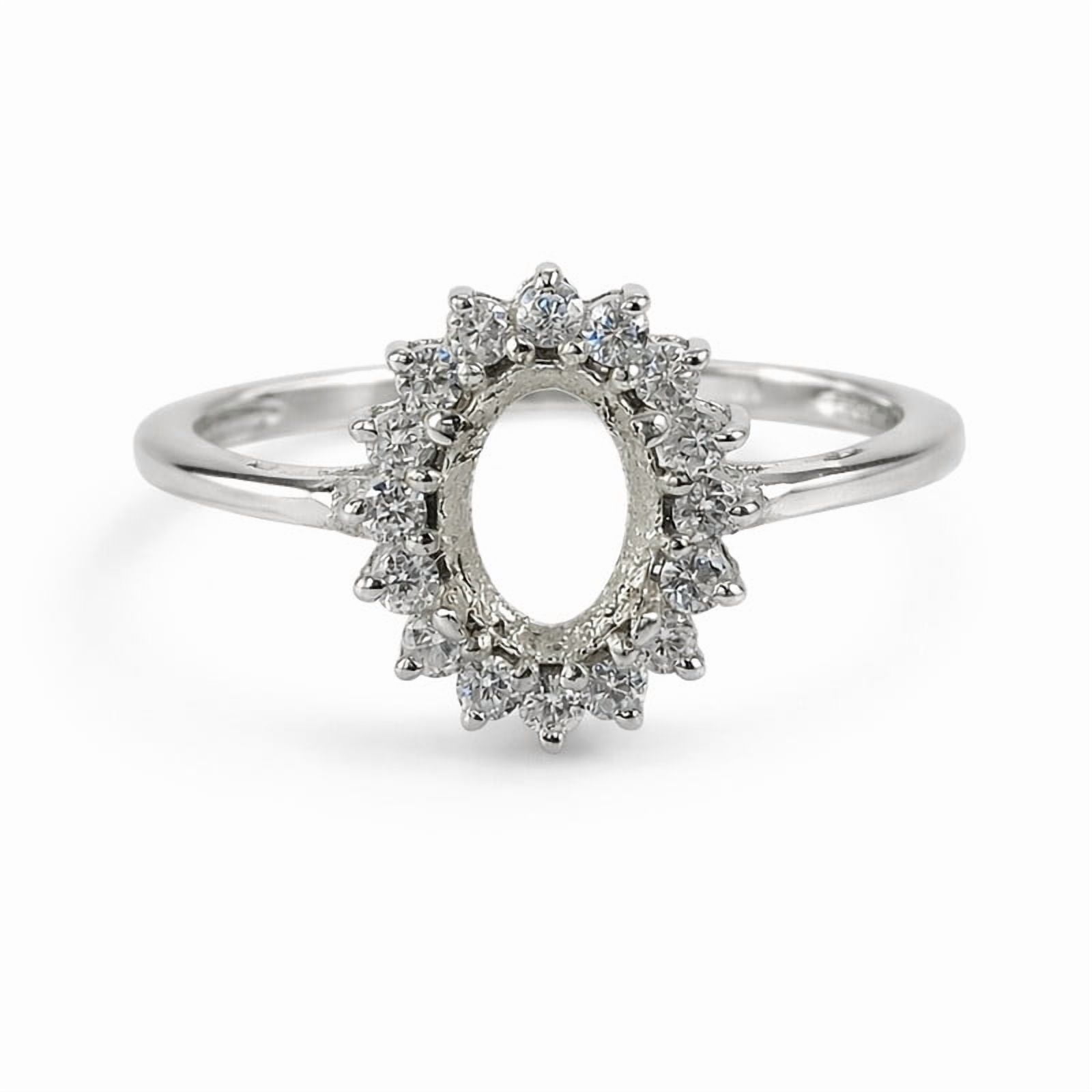 AFGEMSNJEWELLERY 925 Sterling Silver Oval Semi-Mount Ring 7x5 MM, Prong ...