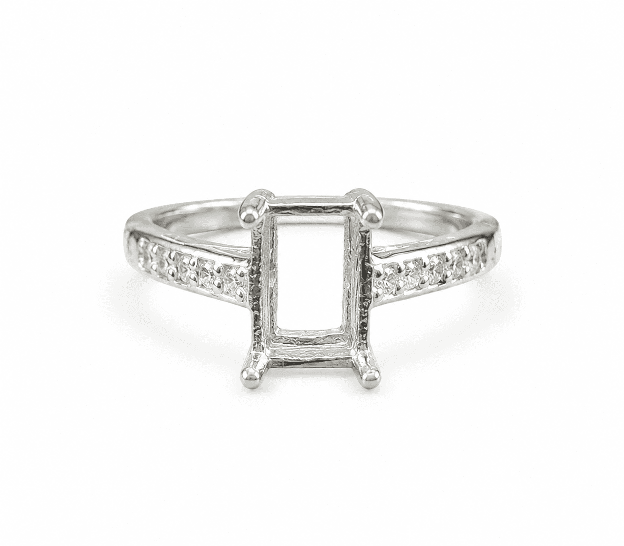 AFGEMSNJEWELLERY 925 Sterling Silver Semi Mount Ring 6x8mm Emerald Cut ...