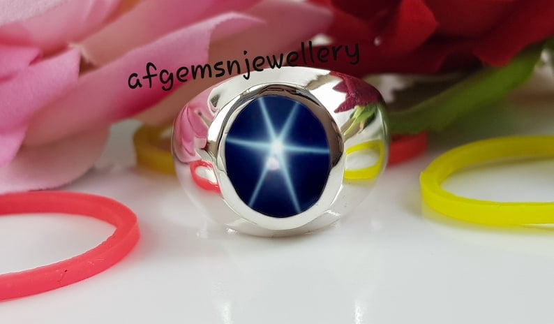 AFGEMSNJEWELLERY Blue Star Sapphire Ring for Men's Ring, Lindy Star ...