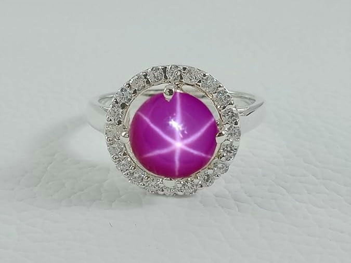 AFGEMSNJEWELLERY Dainty 6 Ray Pink Ruby Star Gemstone Ring 925 Sterling Silver, Star Jewelry ...