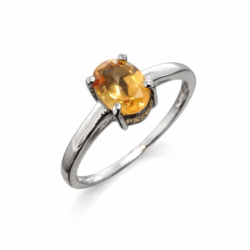 AFGEMSNJEWELLERY Natural Golden Topaz Ring – 925 Sterling Silver ...