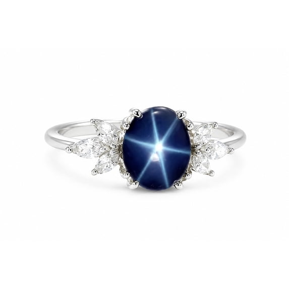 AFGEMSNJEWELLERY Natural Lindy Star Oval Blue Sapphire, Sterling Silver ...