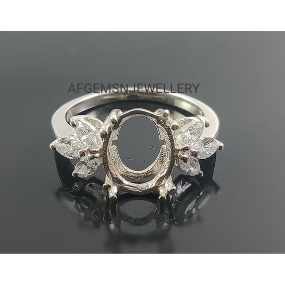 AFGEMSNJEWELLERY Oval Semi Mount Without Stone Ring, Prong Setting, 925 ...