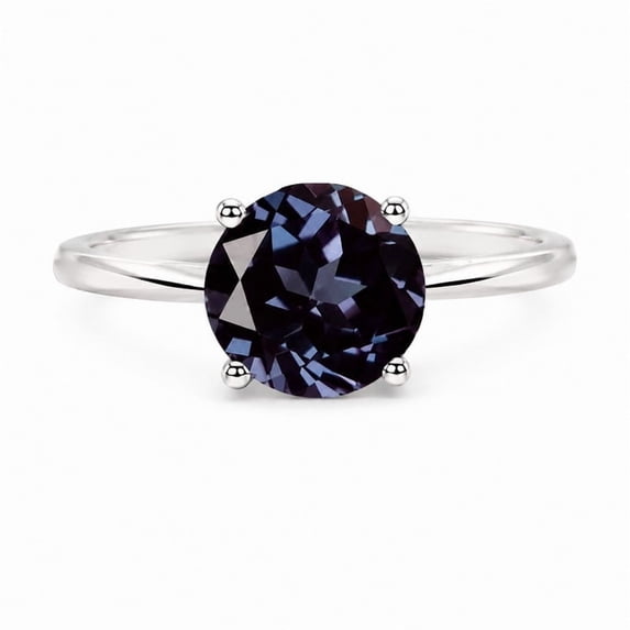 AFGEMSNJEWELLERY Round Cut Alexandrite Ring 9mm Sterling Silver Color ...