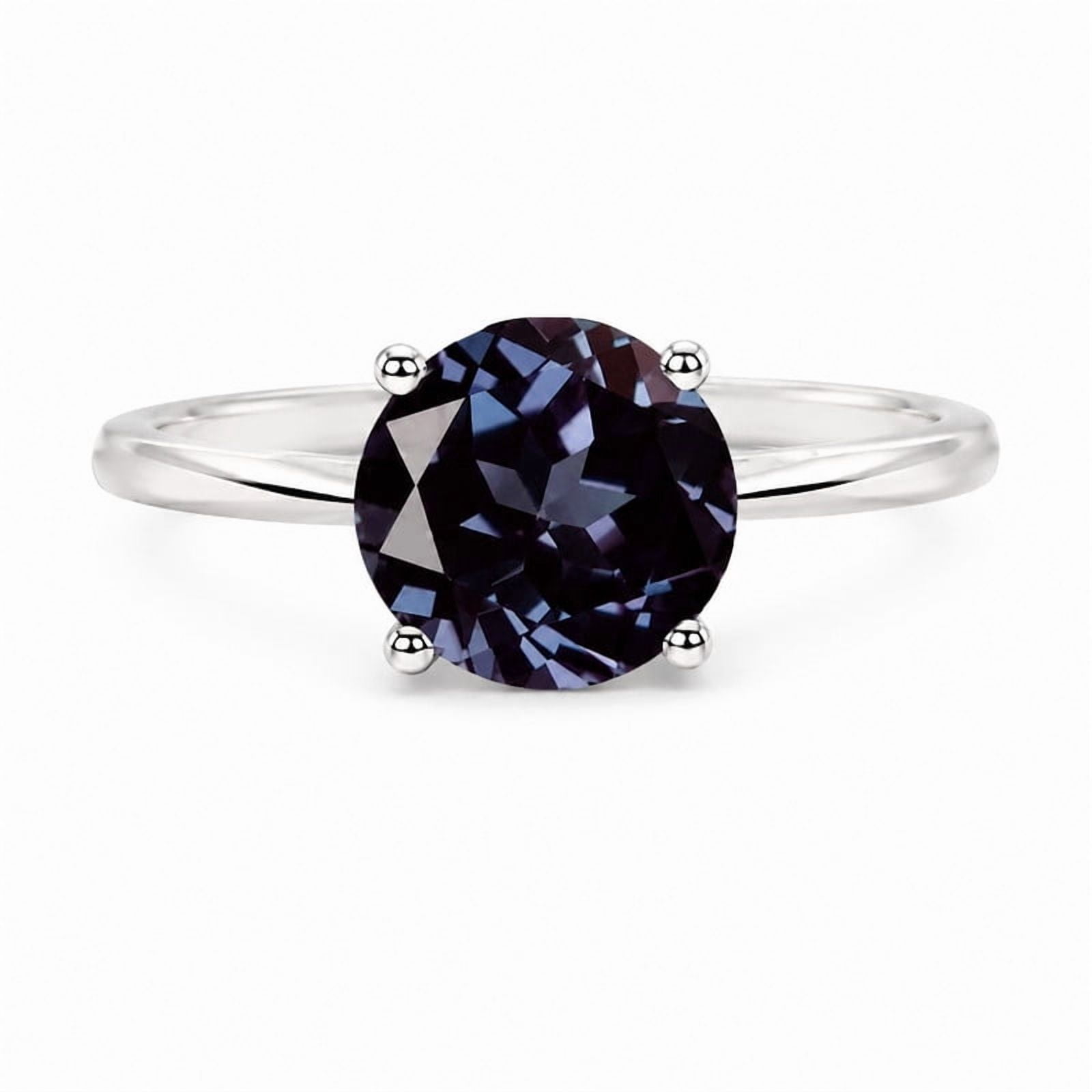AFGEMSNJEWELLERY Round Cut Alexandrite Ring 9mm Sterling Silver Color ...