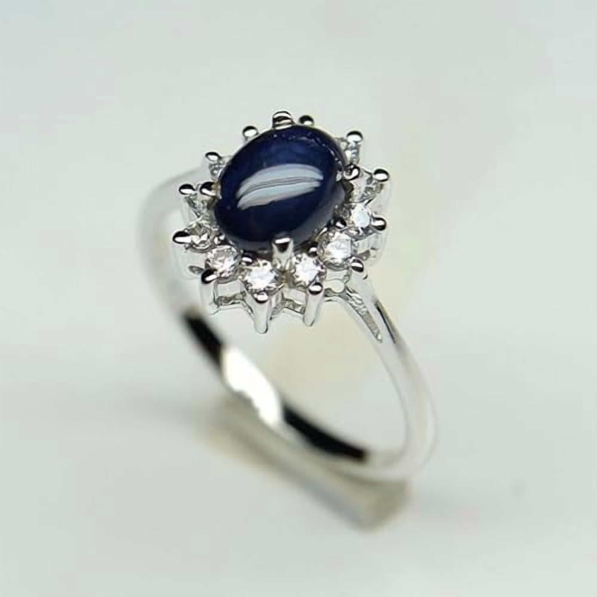 AFGEMSNJEWELLERY Six-Ray Blue Star Sapphire Gemstone Ring Handcrafted ...