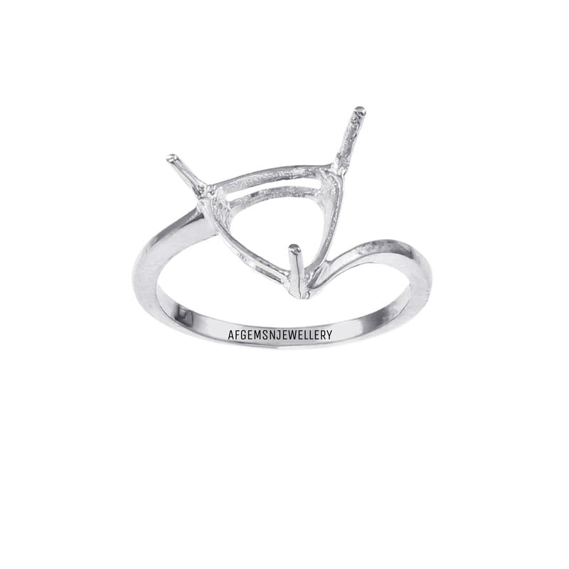AFGEMSNJEWELLERY Trillion Cut 10x10mm Semi Mount Ring 925 Sterling ...