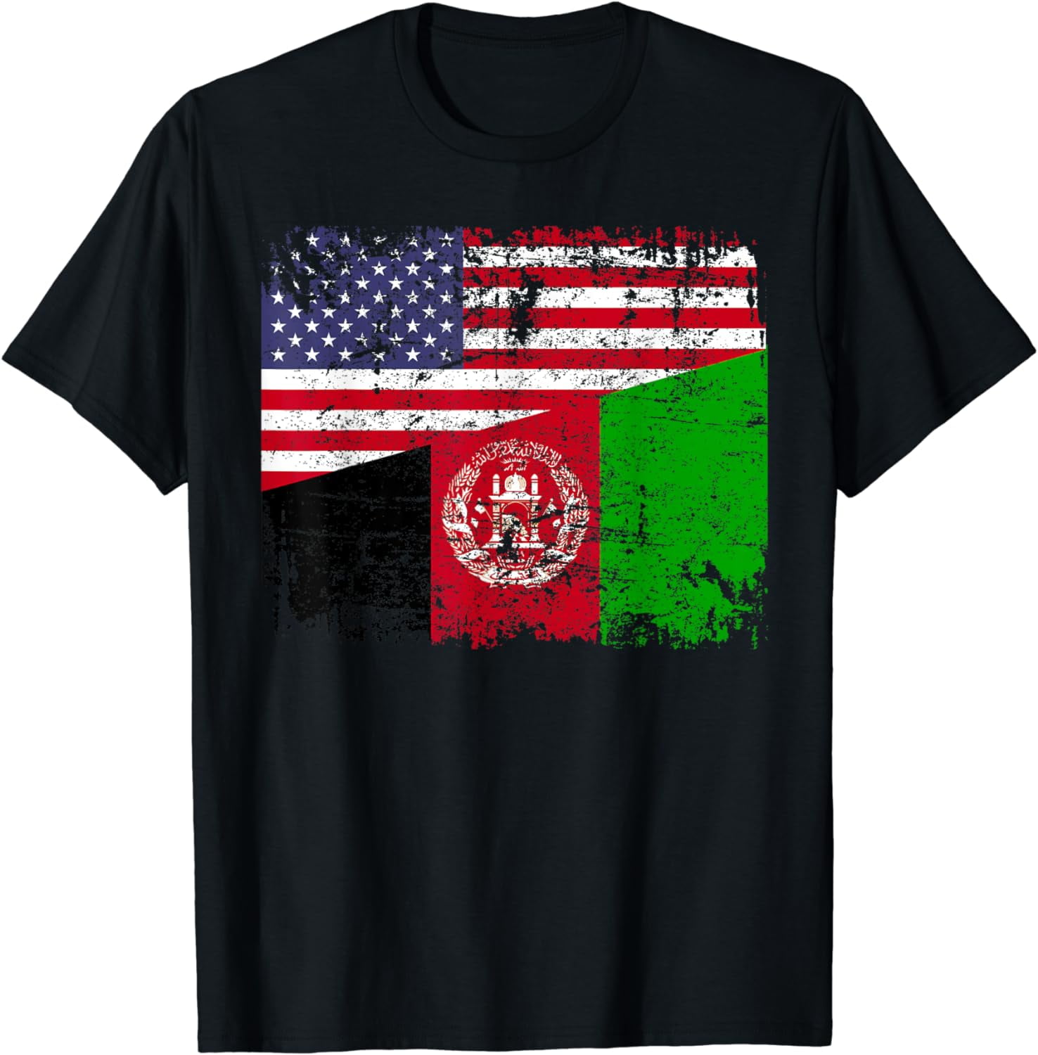 AFGHAN ROOTS | Half American Flag | USA AFGHANISTAN FLAG T-Shirt ...
