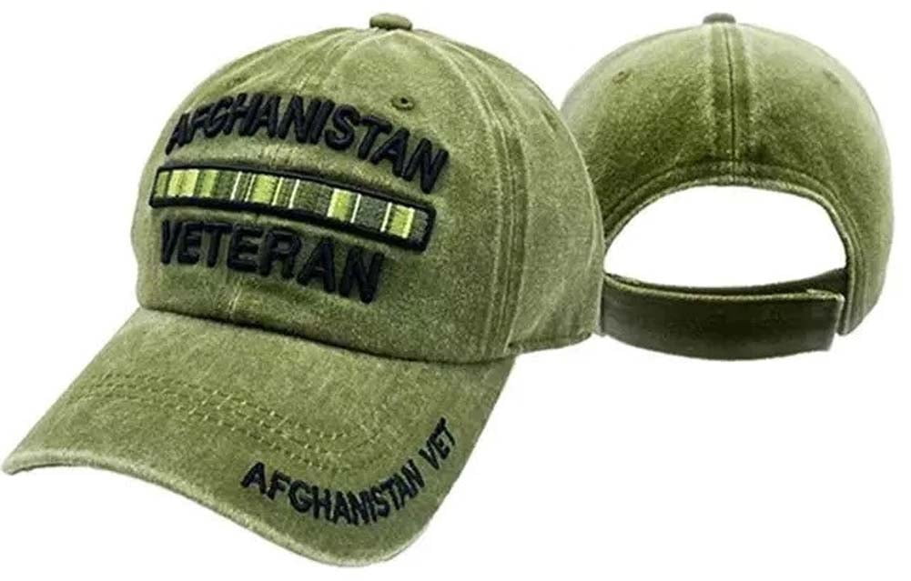 AFGHANISTAN VETERAN WASHED STYLE RELAXED FIT EMBROIDERED OLIVE GREEN ...