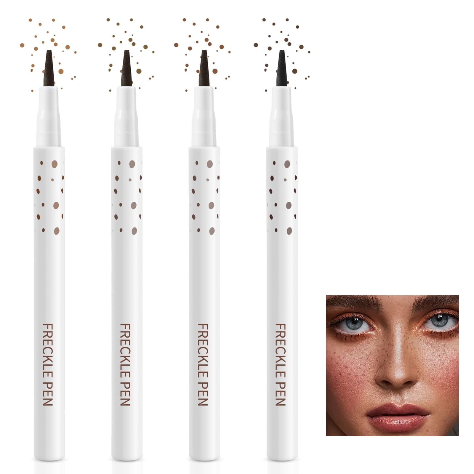 AFGHOUZ Freckle Pen Set, 4 Colors Fake Freckle Makeup Pen Waterproof ...